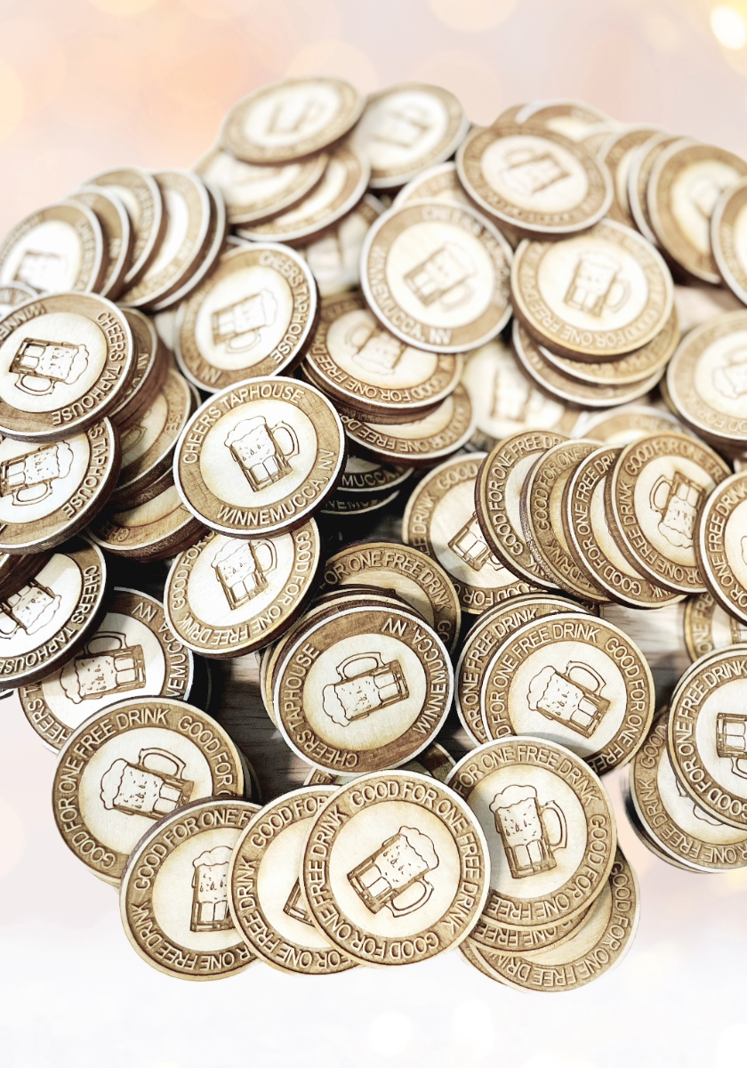 Personalized Double Sided Custom Laser Cut Wooden Tokens – The Iconic USA